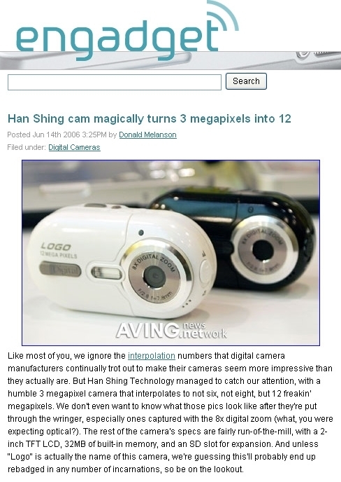 Han Shing의 3백만 화소 카메라, 미주와 유럽에서 주목