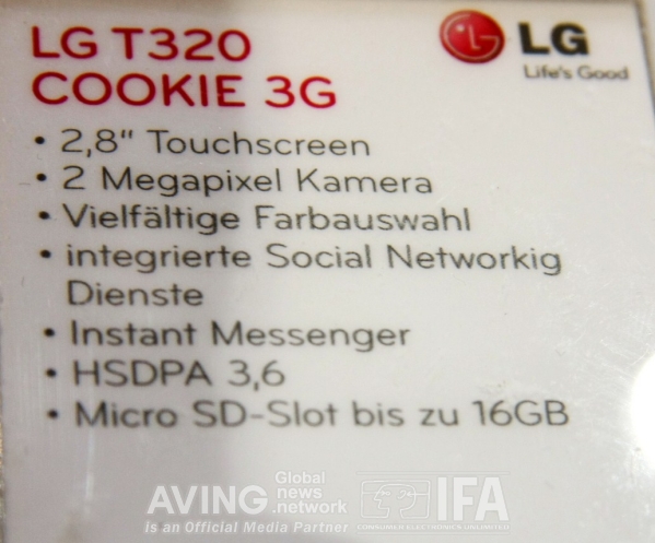 [IFA 2010] LG전자, 유럽형 쿠키폰 'T320' 소개