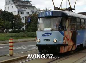 SAMSUNG in Prague tram
